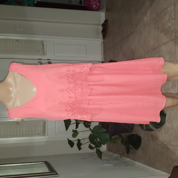 Everly | Dresses | Everly M Swirly Perforated Flounce Overlay Aline ...